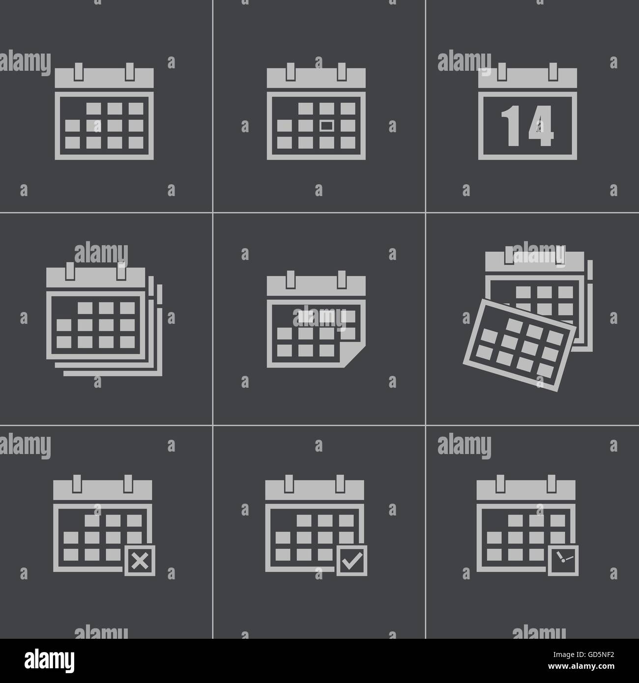 Vector black calendar icons set Stock Vector Image & Art - Alamy