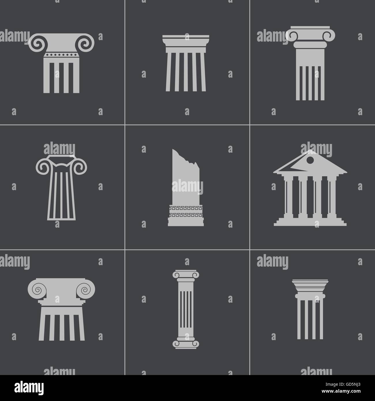 Ancient rome architecture column vector icons black silhouette column hi-res stock photography ...