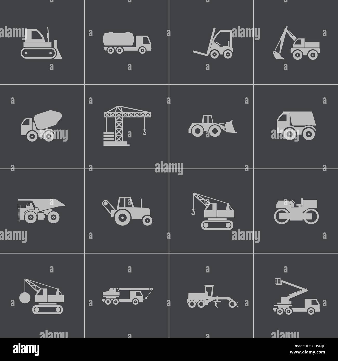 Vector black construction transport icons set Stock Vector Image & Art ...