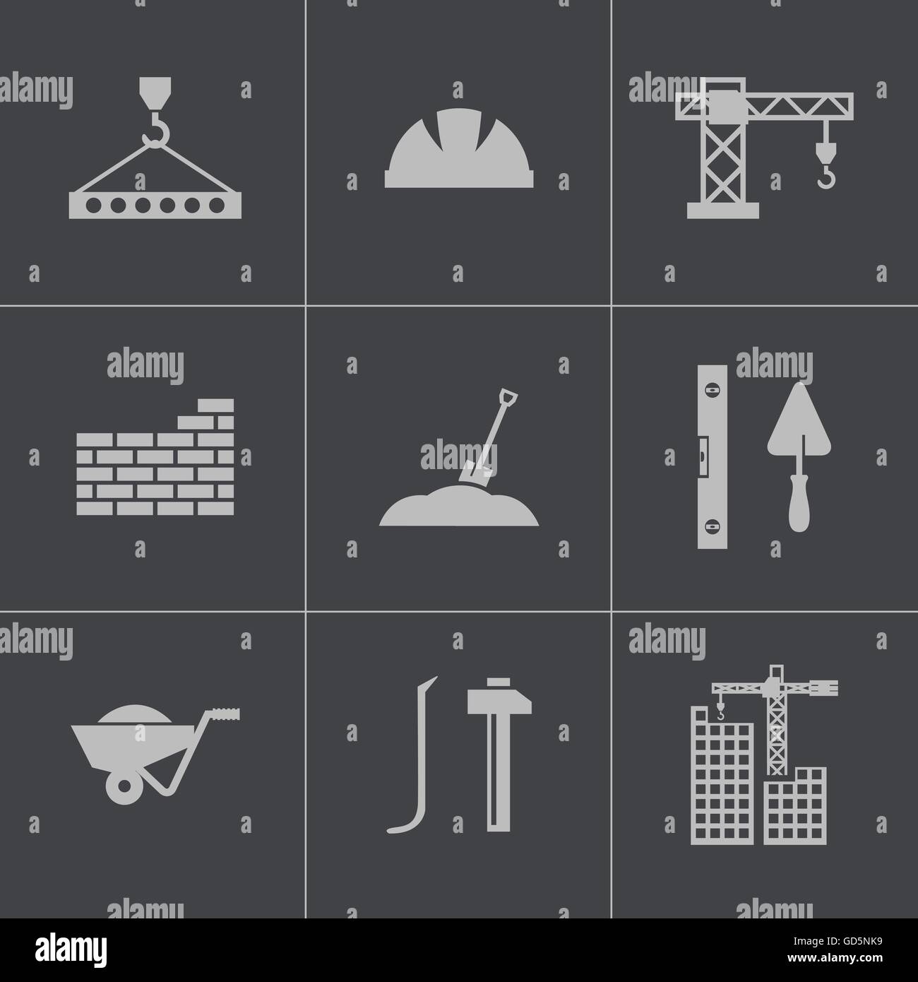 Vector black construction icons set Stock Vector Image & Art - Alamy