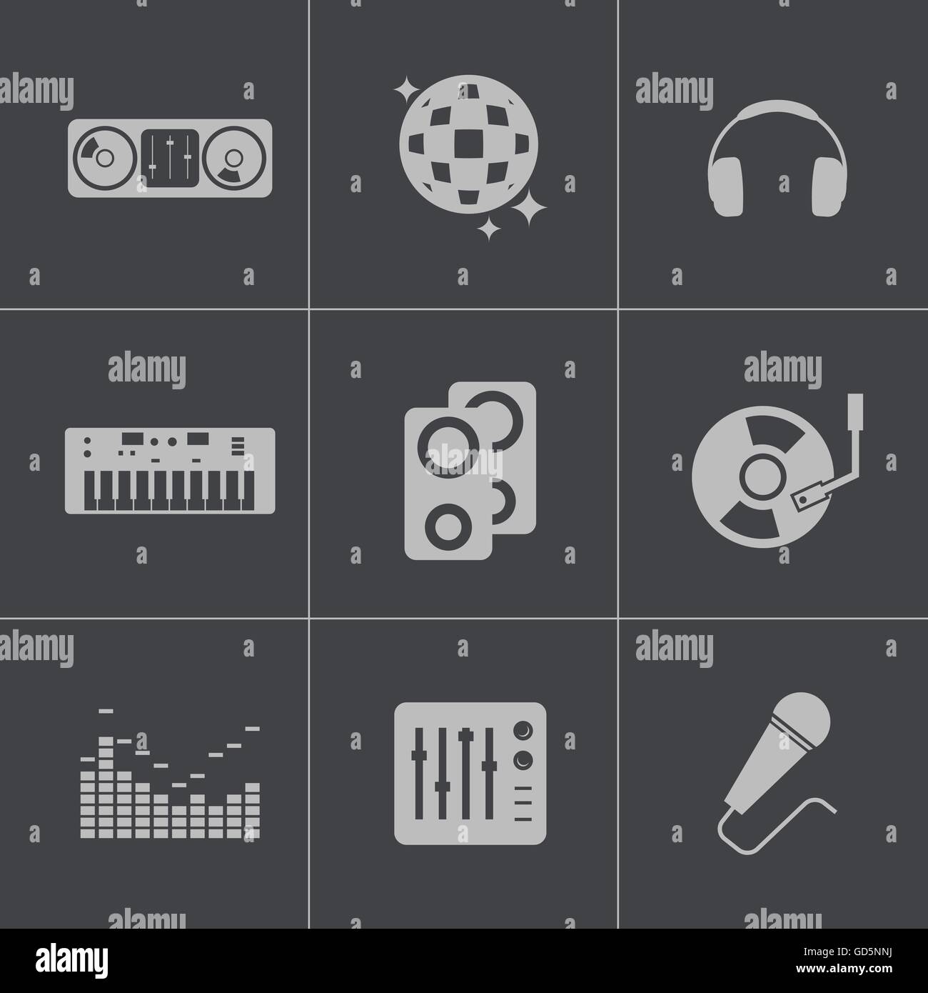 Vector black dj icons set Stock Vector Image & Art - Alamy