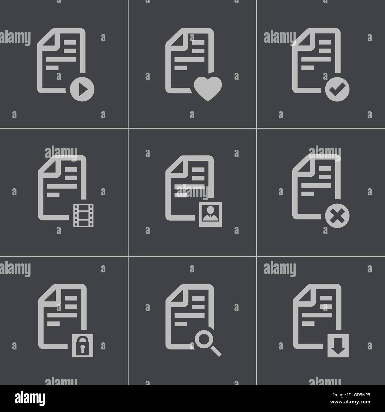 Vector black documents icons set Stock Vector Image & Art - Alamy