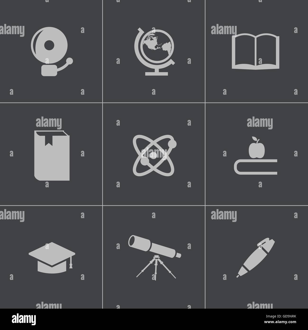 Vector black education icons set Stock Vector Image & Art - Alamy