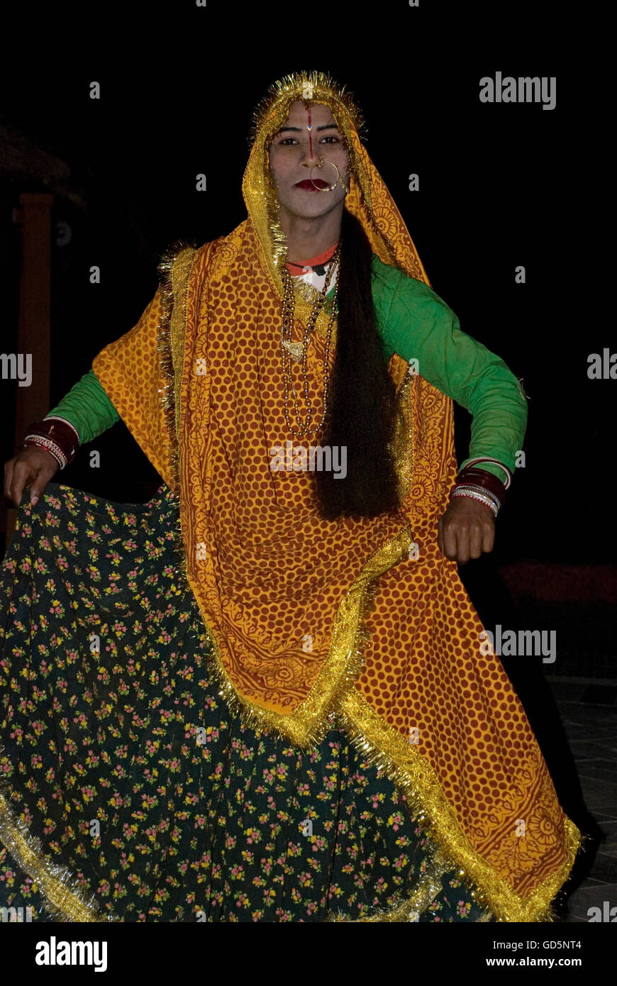 Kumaon folk dancer Stock Photo - Alamy