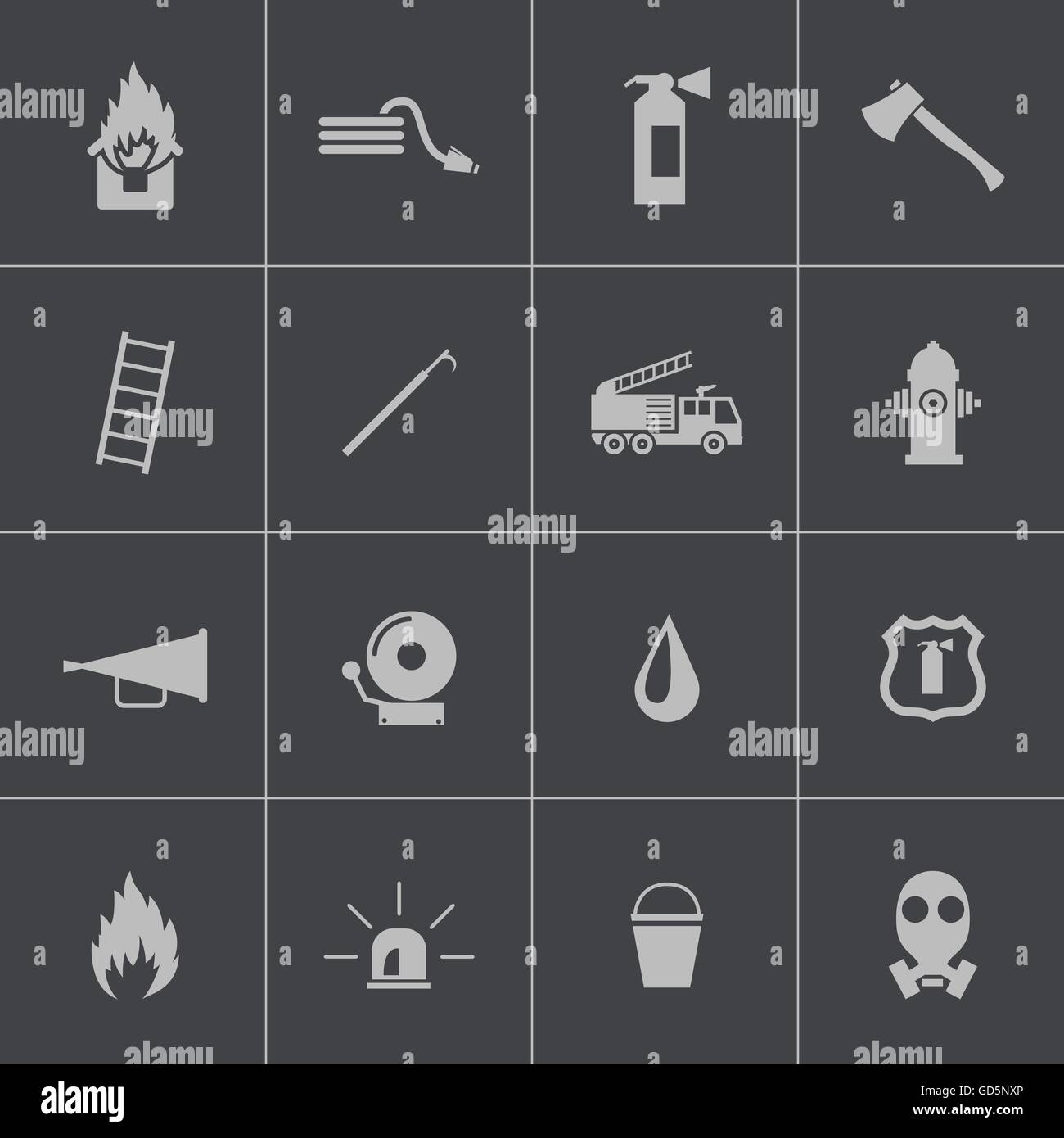 Vector black firefighter icons set Stock Vector Image & Art - Alamy