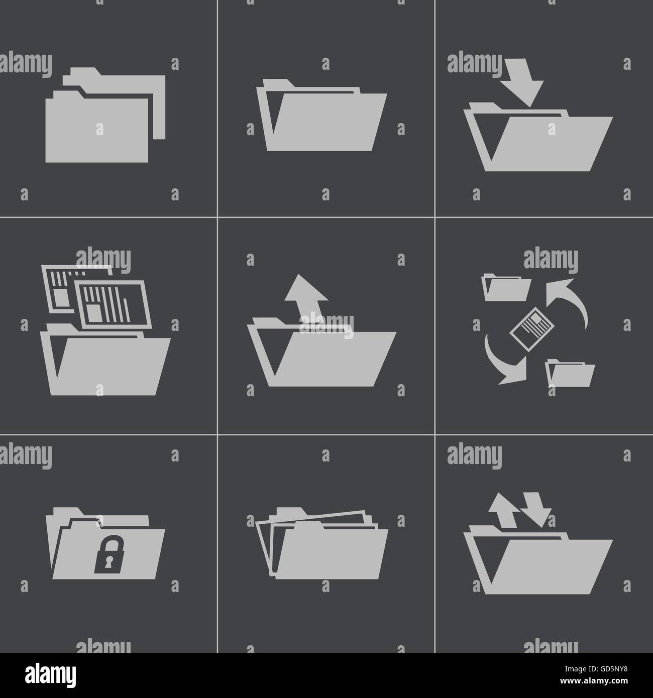 Vector black folder icons set Stock Vector Image & Art - Alamy