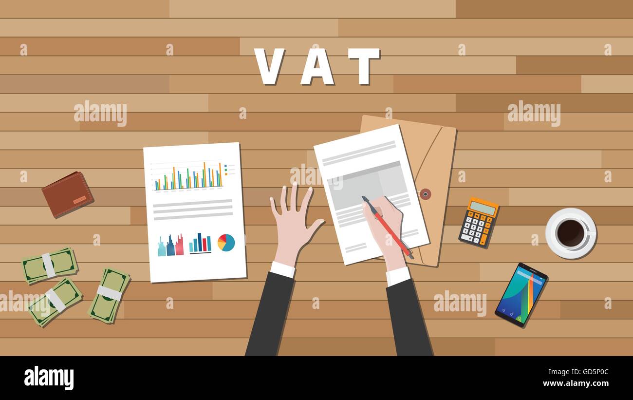 vat value added tax with businessman hand write a graph and text on ...