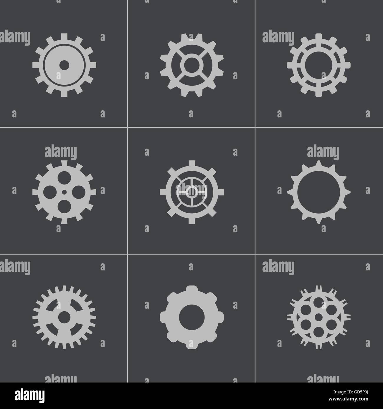 Vector black gear icons set Stock Vector Image & Art - Alamy