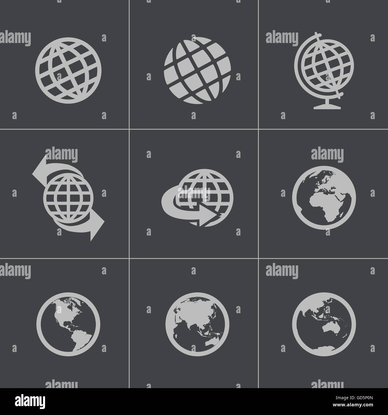 Vector black globe icons set Stock Vector Image & Art - Alamy