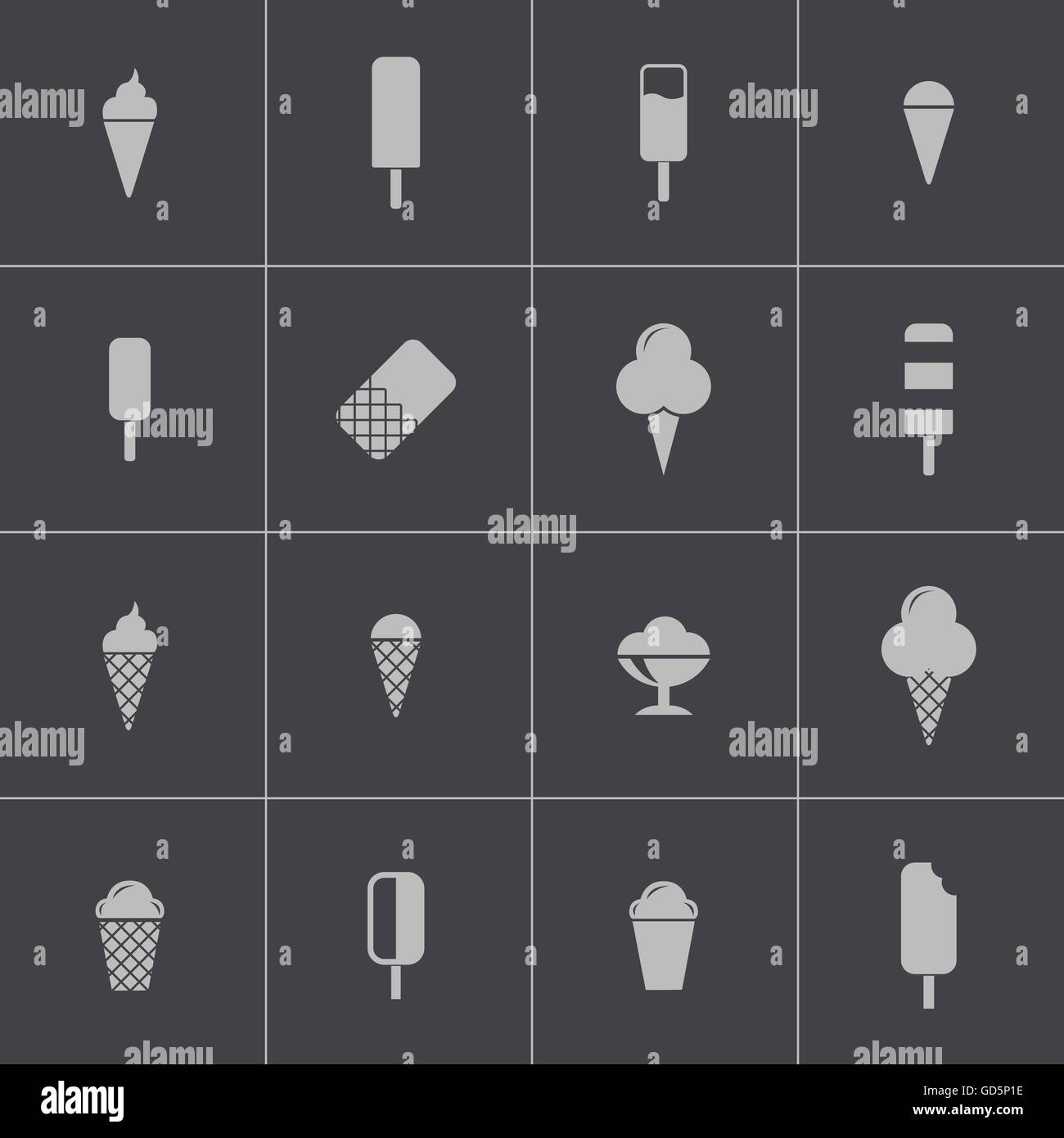Vector black ice cream icons set Stock Vector Image & Art - Alamy