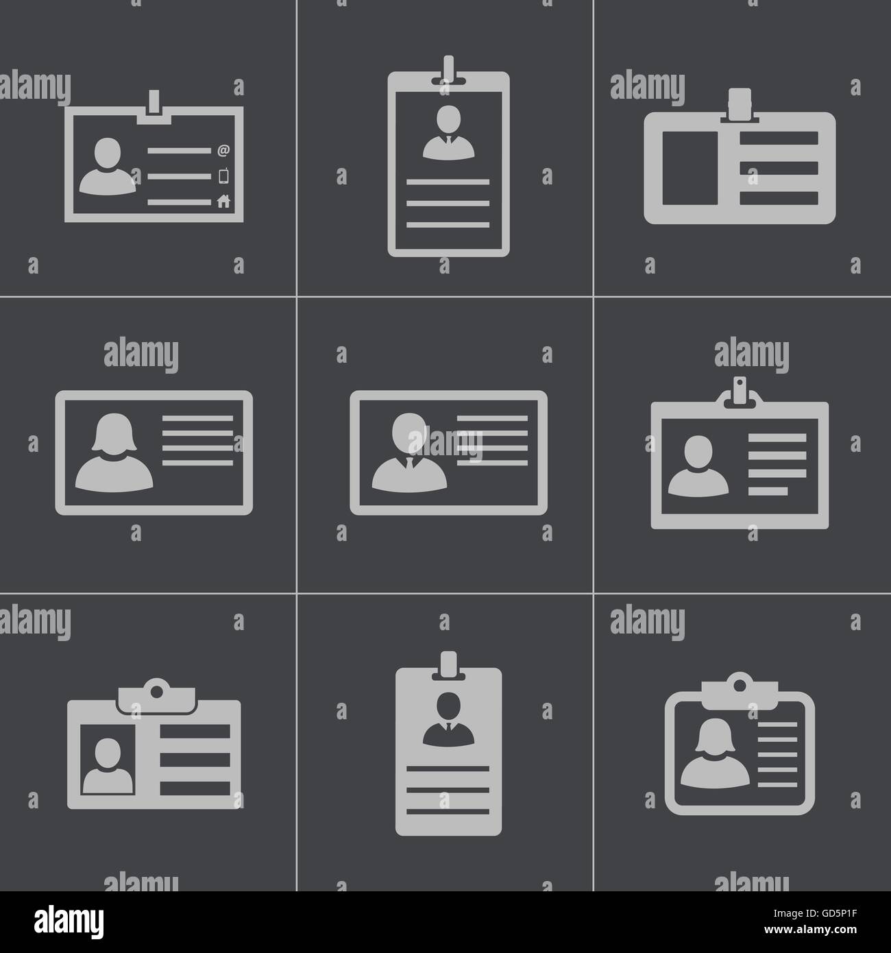 Vector black id card icons set Stock Vector Image & Art - Alamy