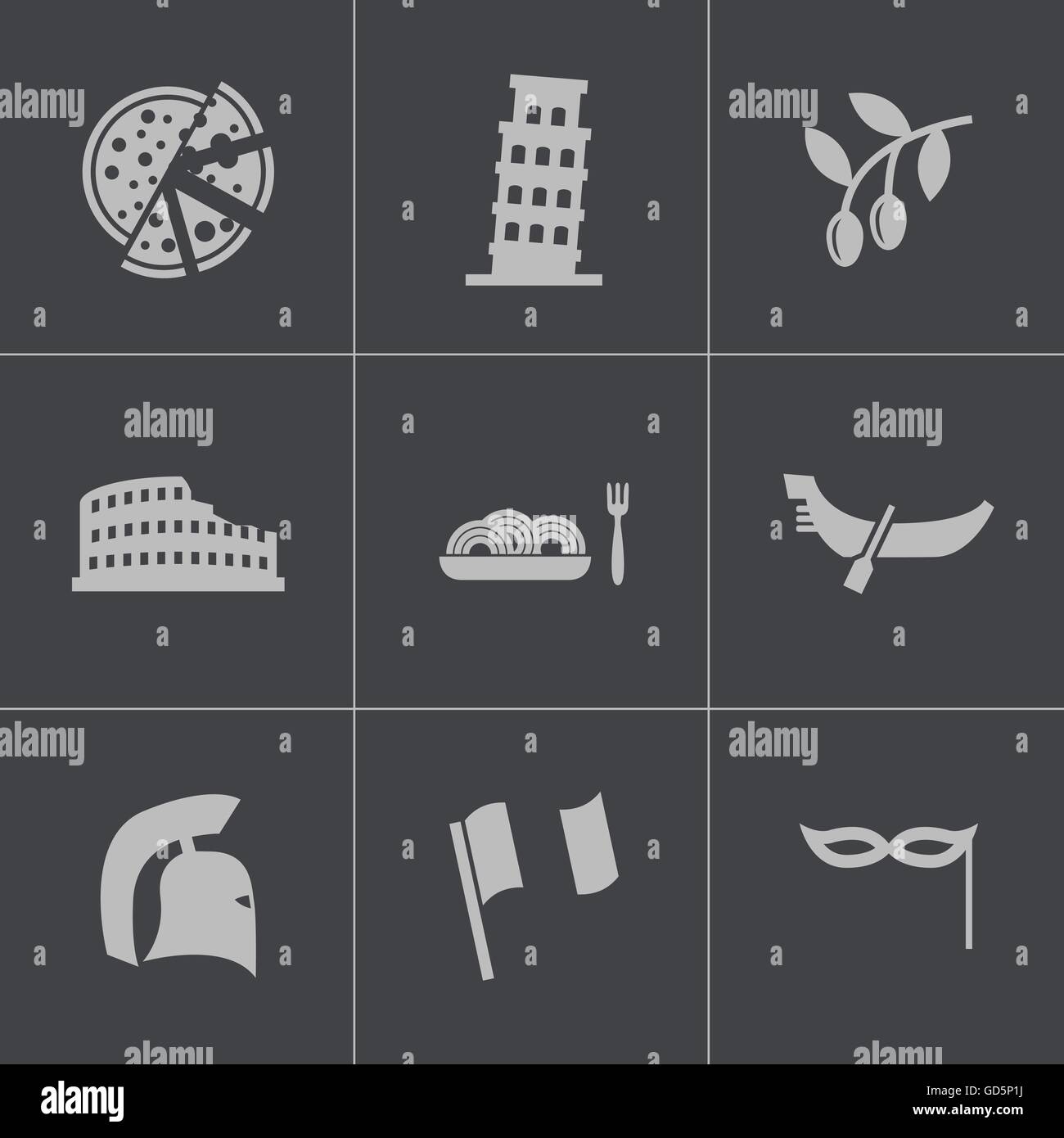 Vector black italian icons set Stock Vector Image & Art - Alamy