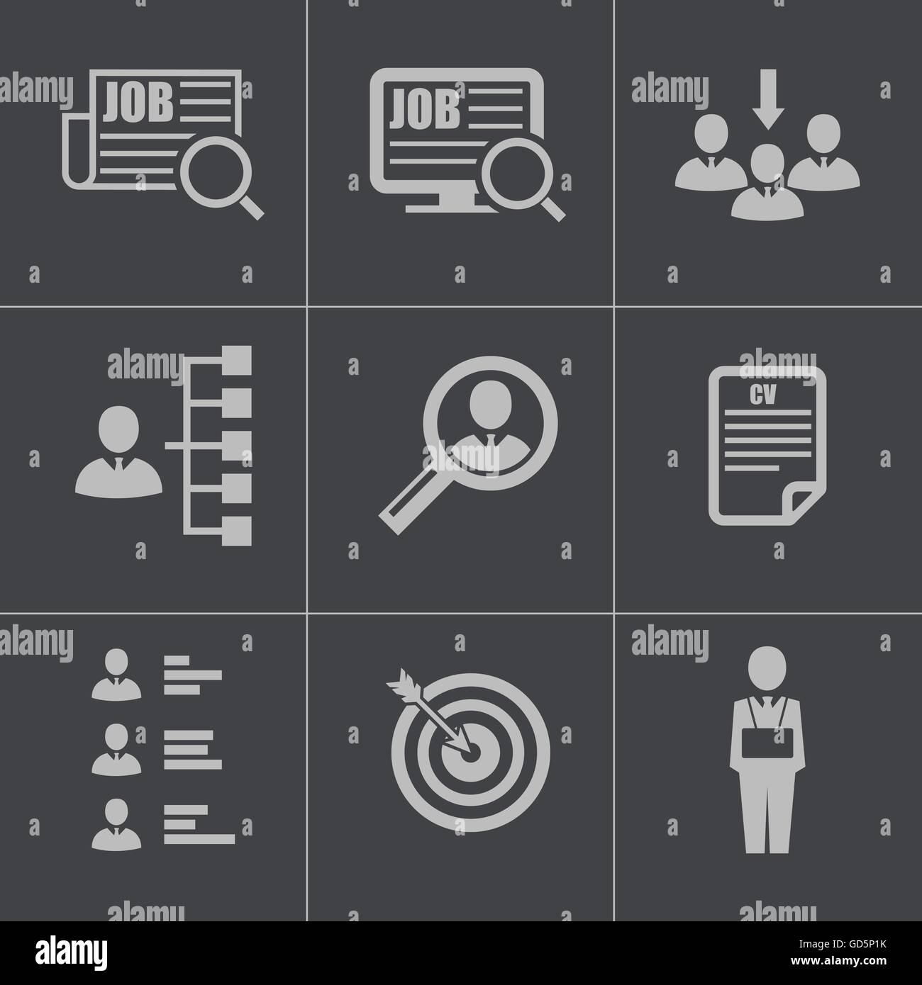 Vector black job search icons set Stock Vector Image & Art - Alamy