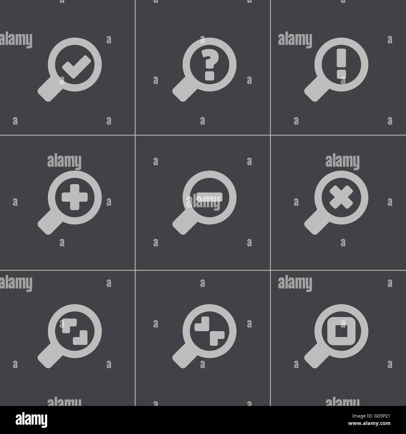 Vector black magnifying glass icons set Stock Vector Image & Art - Alamy