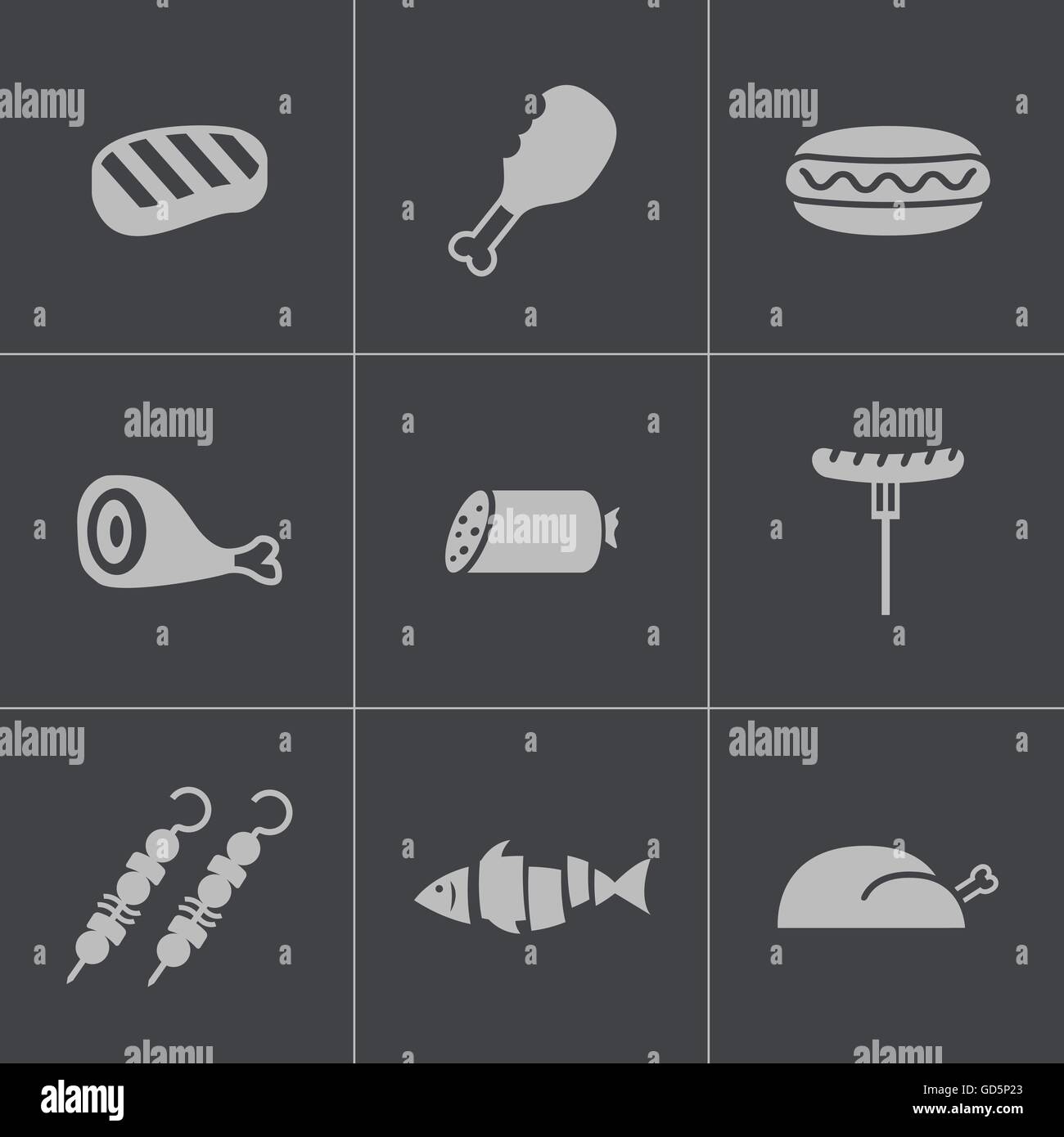 Vector black meat icons set Stock Vector Image & Art - Alamy