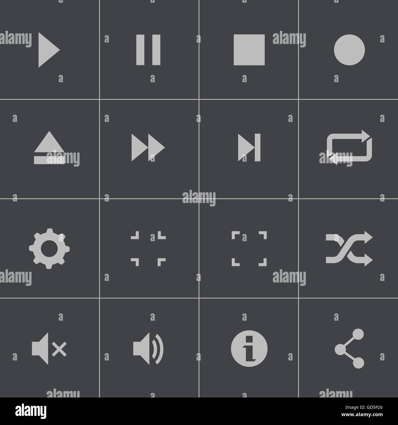 Vector black media player icons set Stock Vector Image & Art - Alamy