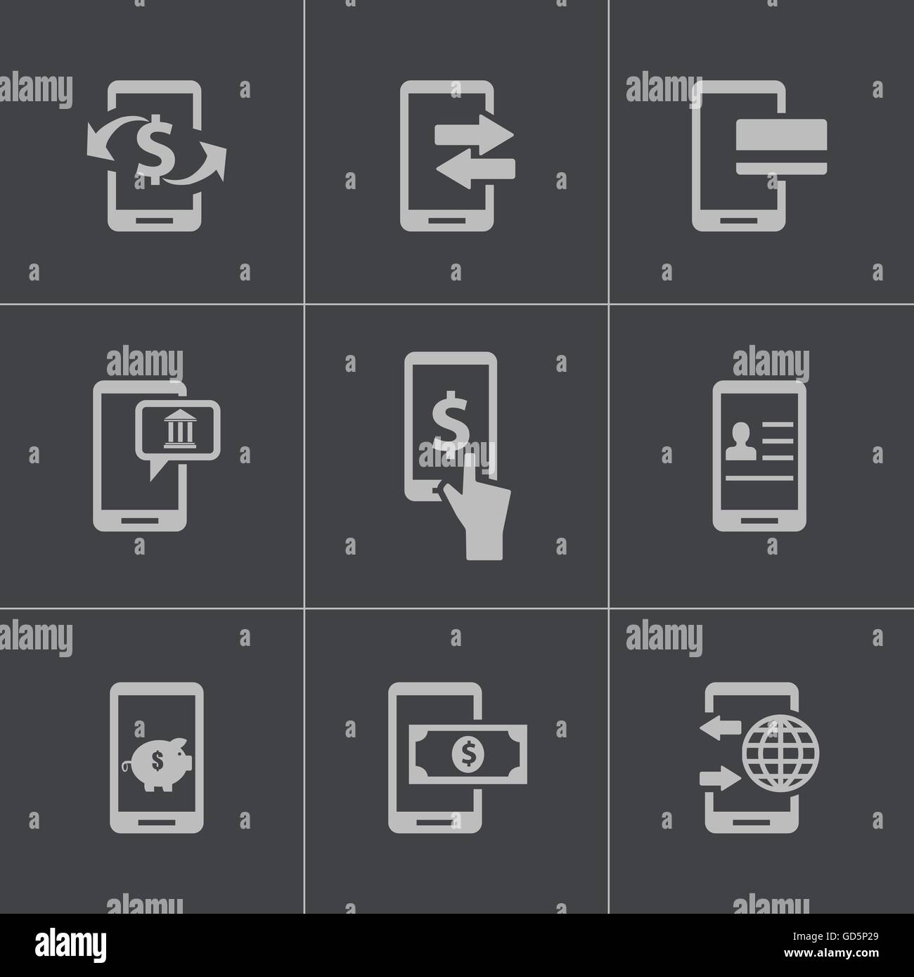 Vector black mobile banking icons set Stock Vector Image & Art - Alamy