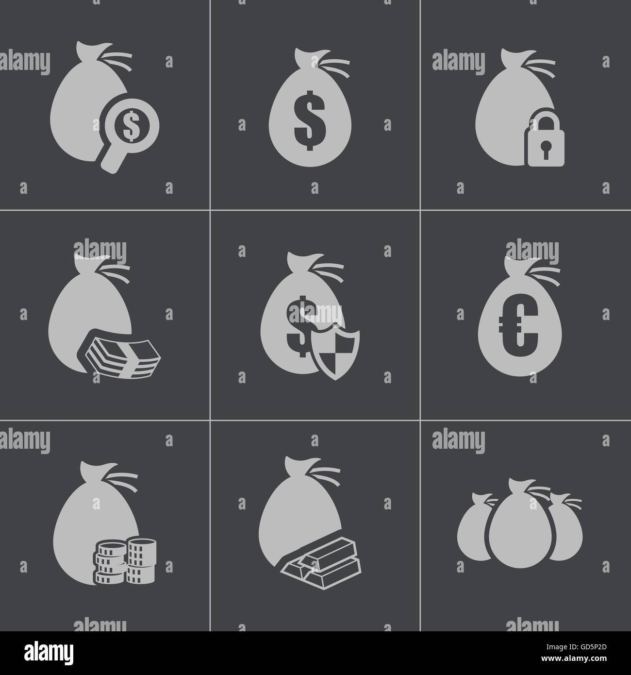 Vector black money icons set Stock Vector Image & Art - Alamy