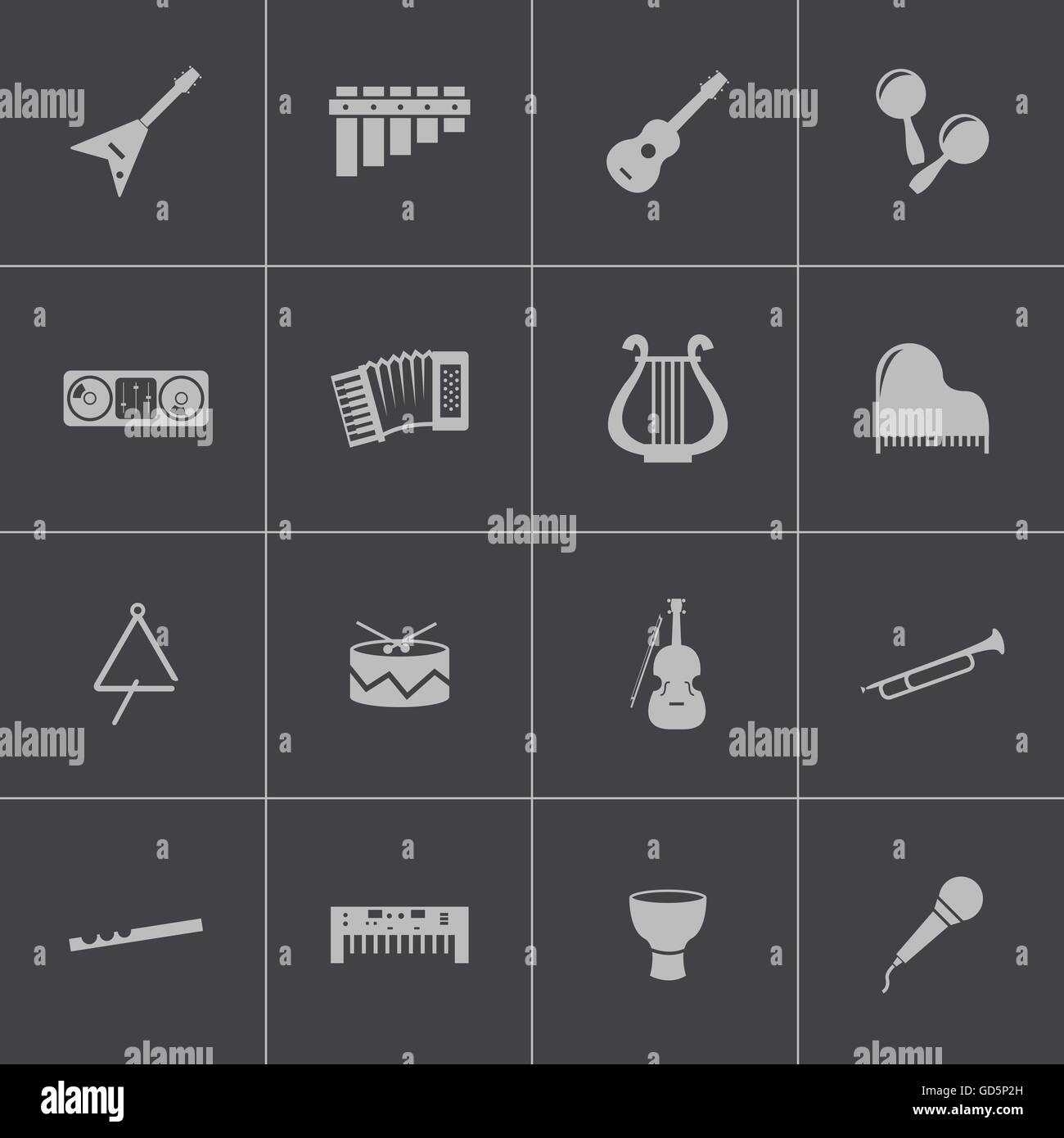 Vector black music instruments icons set Stock Vector Image & Art - Alamy