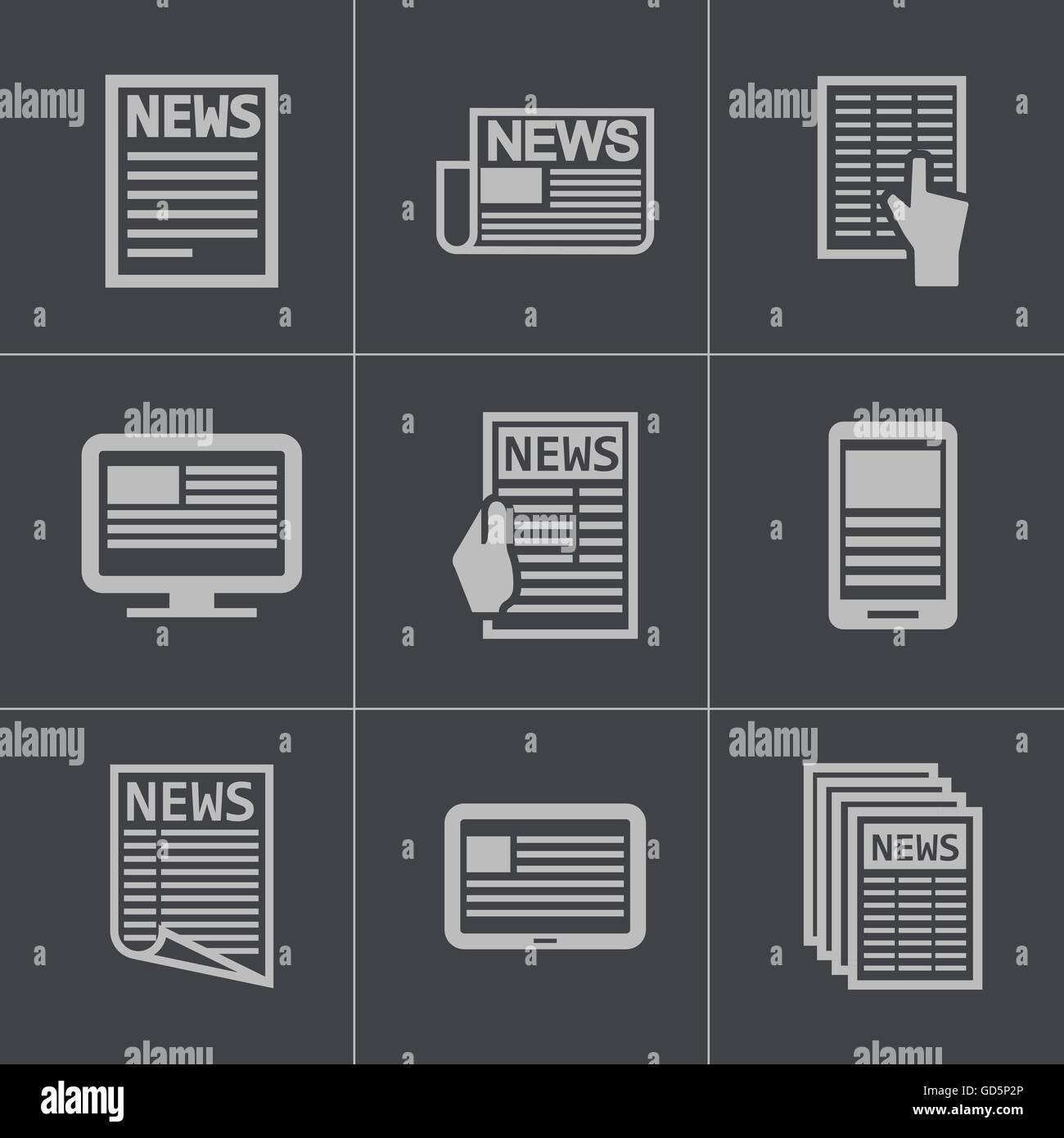 Vector black newspaper icons set Stock Vector Image & Art - Alamy
