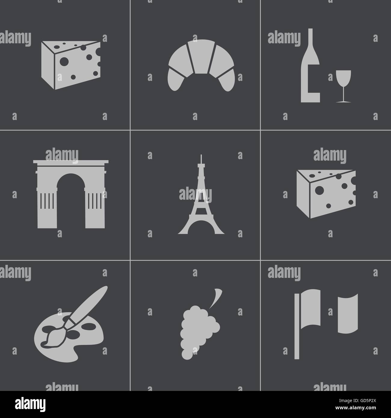 Vector black paris icons set Stock Vector Image & Art - Alamy