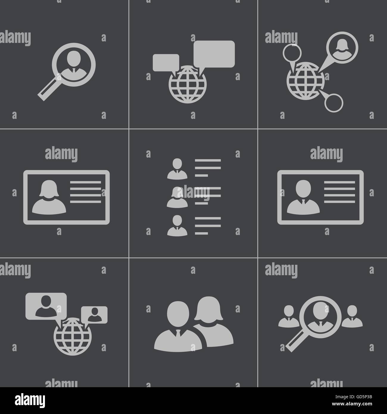 Vector black people search icons set Stock Vector Image & Art - Alamy