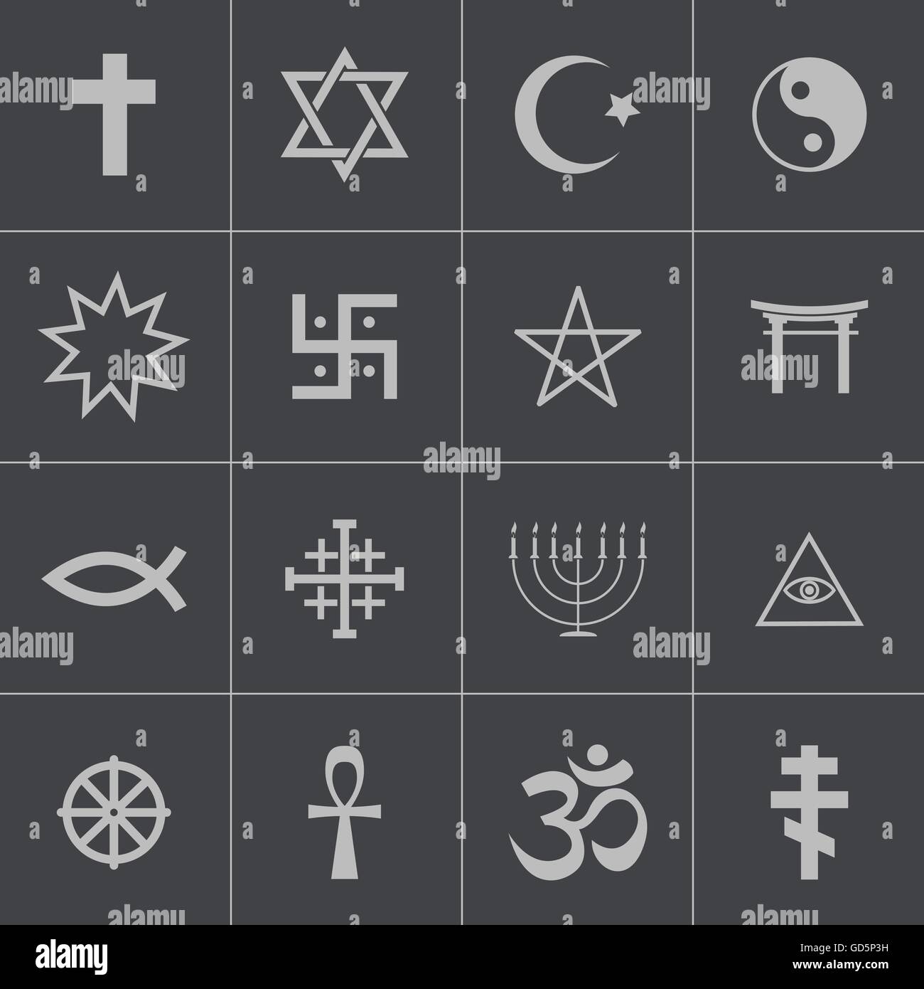Vector black religious symbols set Stock Vector Image & Art - Alamy