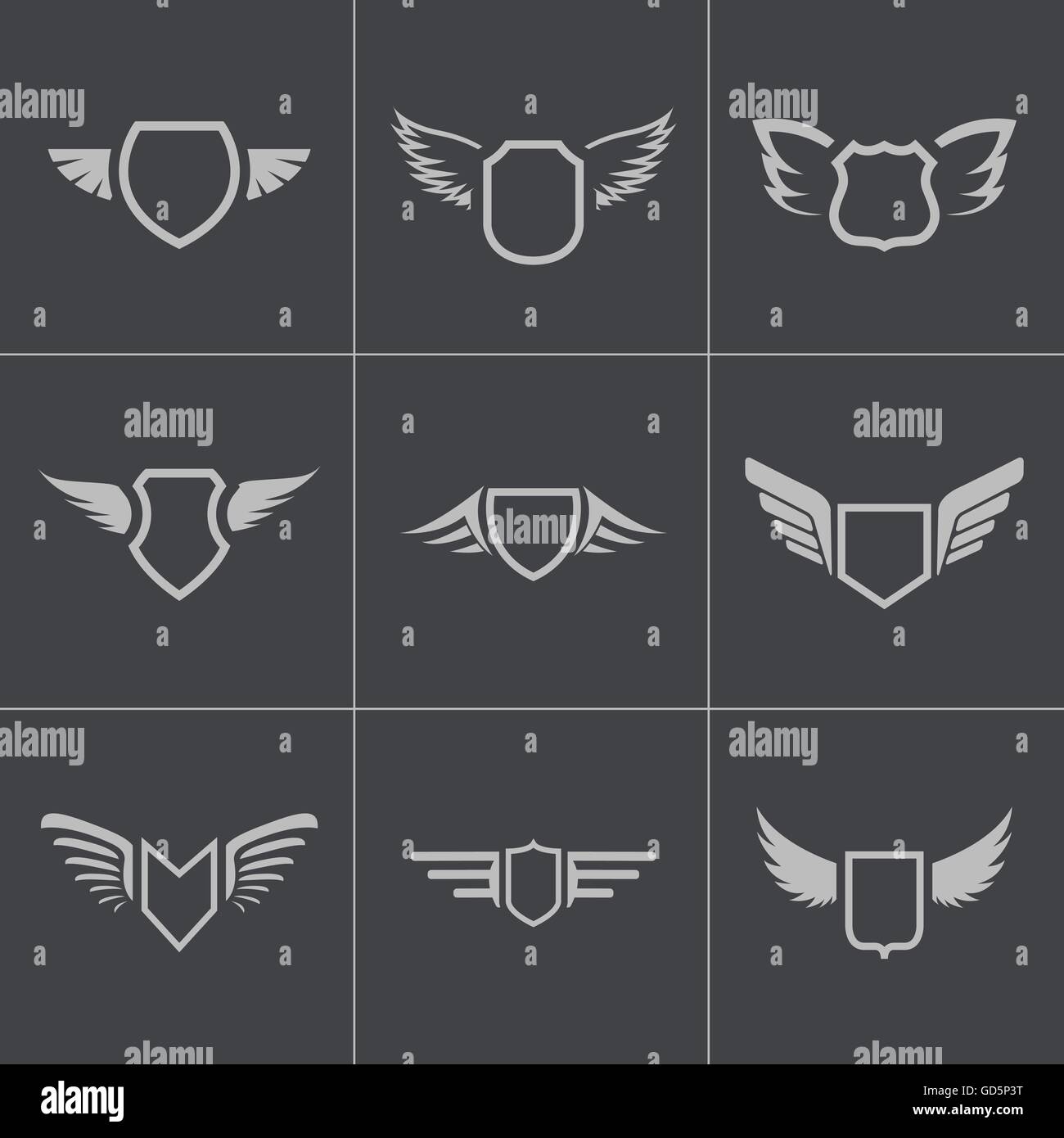 Vector black shield icons set Stock Vector Image & Art - Alamy