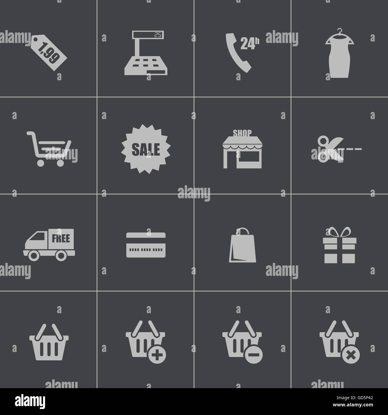 Vector black shopping icons set Stock Vector Image & Art - Alamy