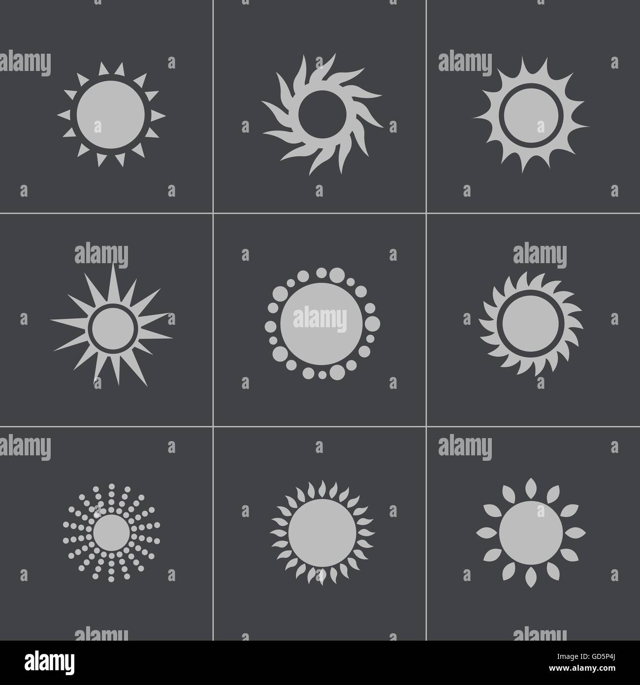 Vector black sun icons set Stock Vector Image & Art - Alamy