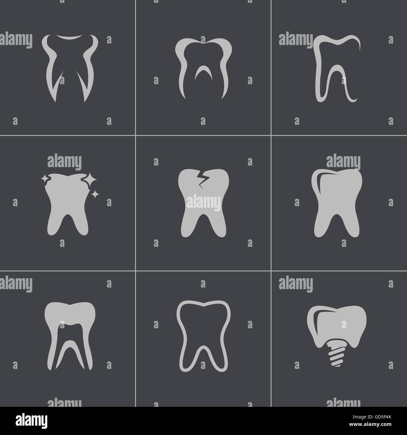 Vector black teeth icons set Stock Vector Image & Art - Alamy