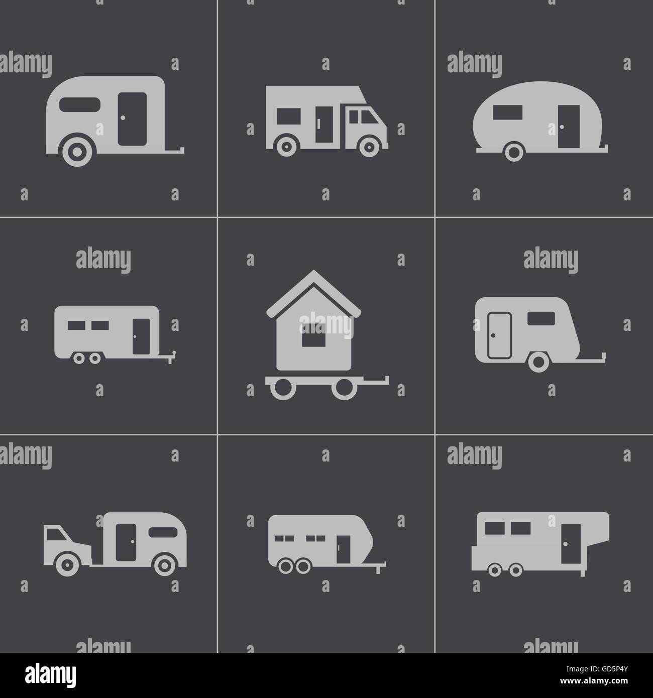 Vector black trailer icons set Stock Vector Image & Art - Alamy