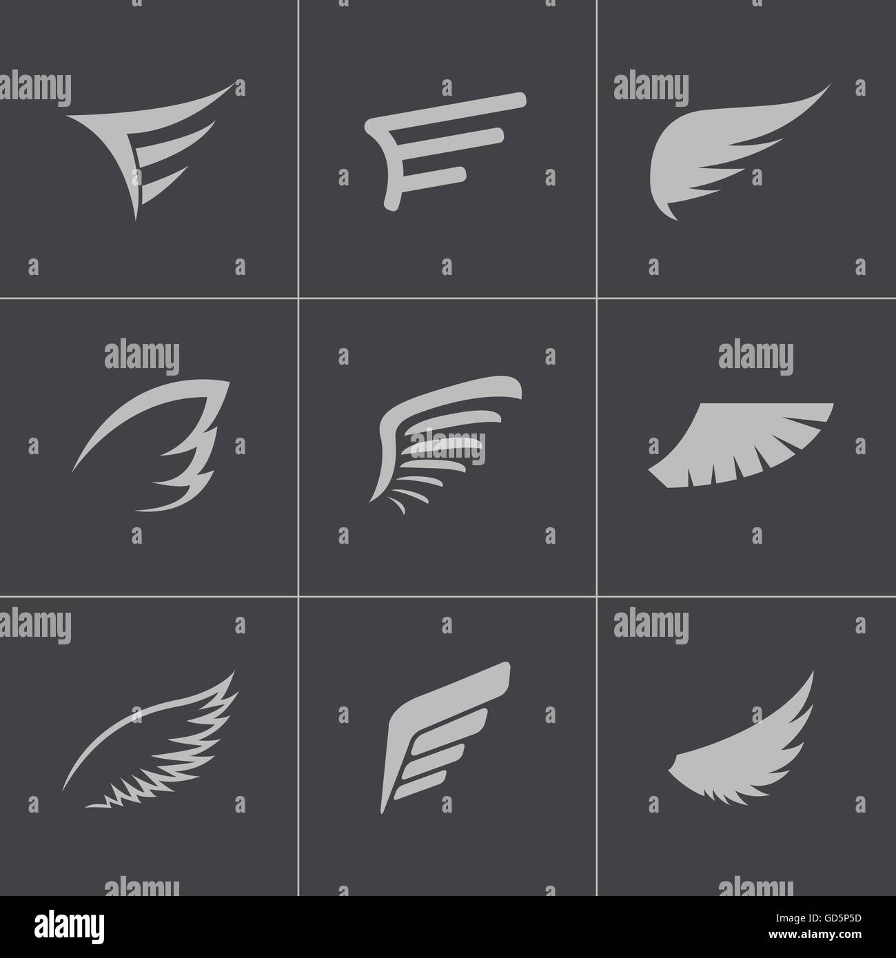 Vector black wing icons set Stock Vector Image & Art - Alamy