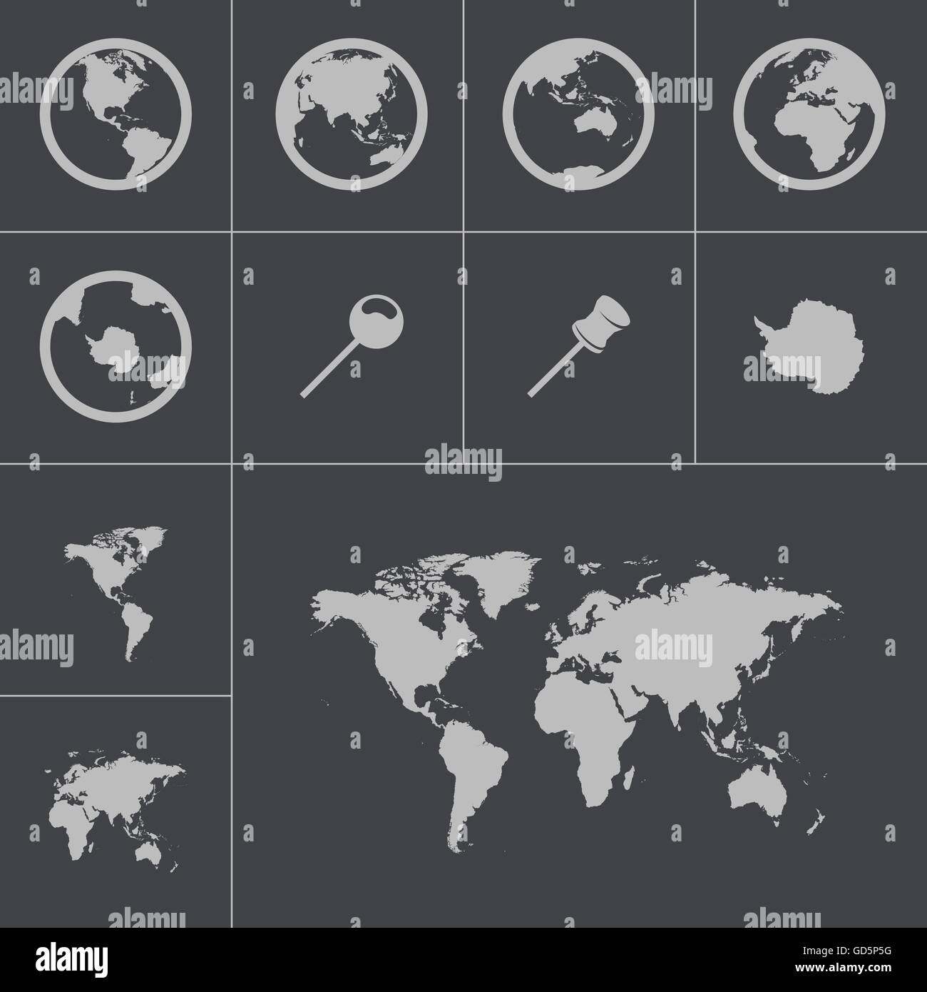 Vector black world map icons set Stock Vector Image & Art - Alamy