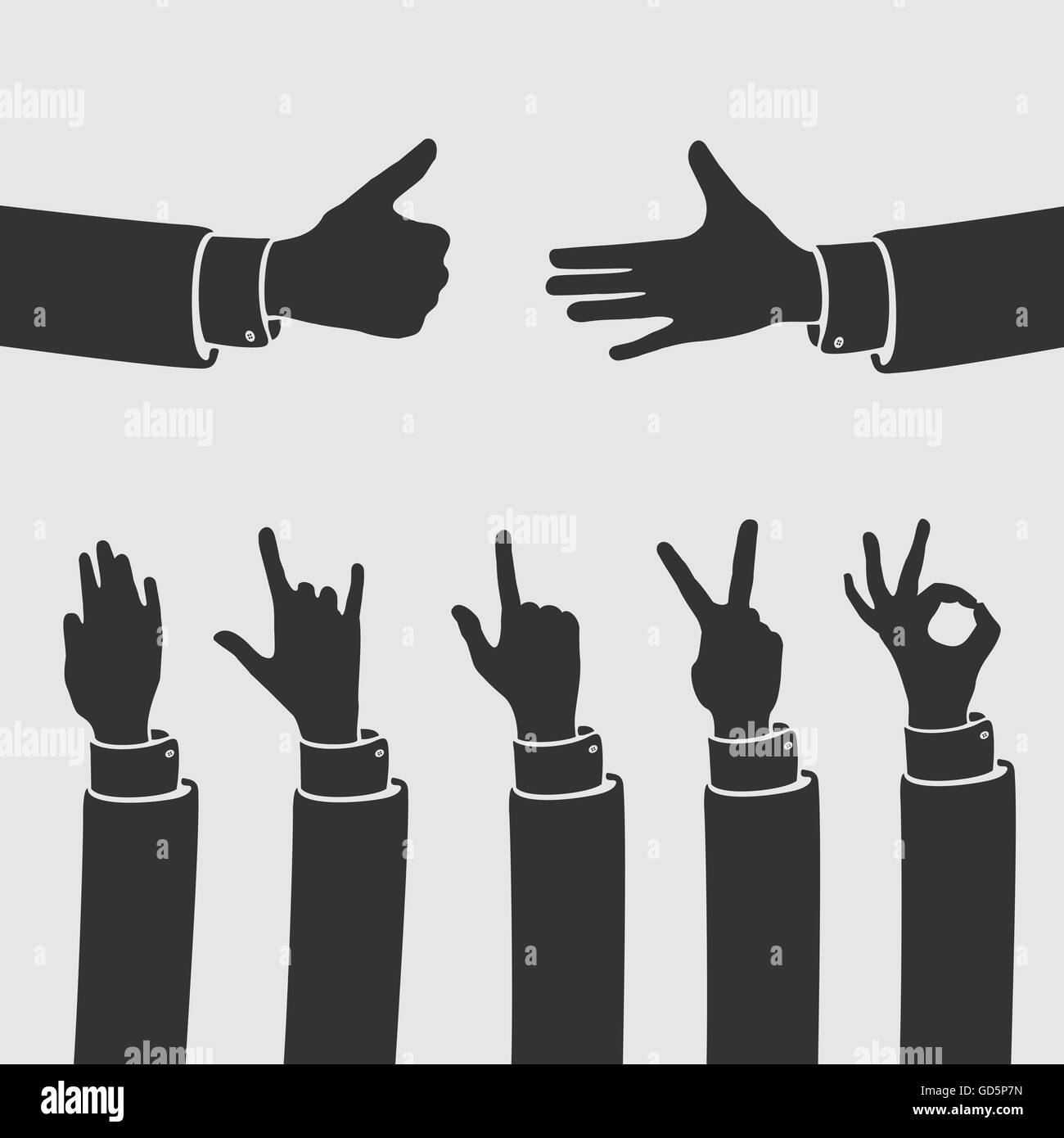 Vector Set Hand Symbols Stock Vector Image & Art - Alamy