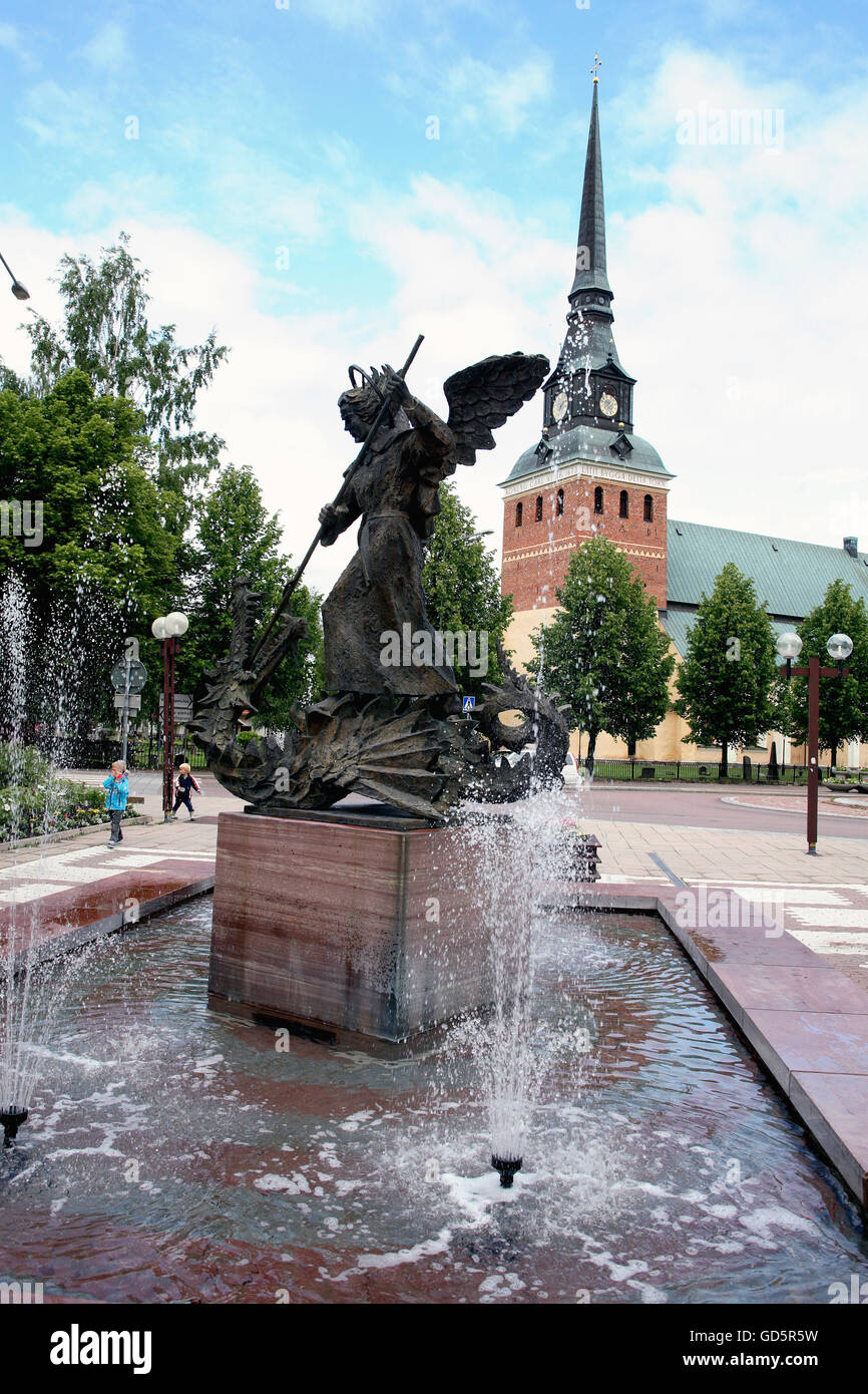 Per Nilsson-Öst sculpture the Victory of the good in the pedestrian ...