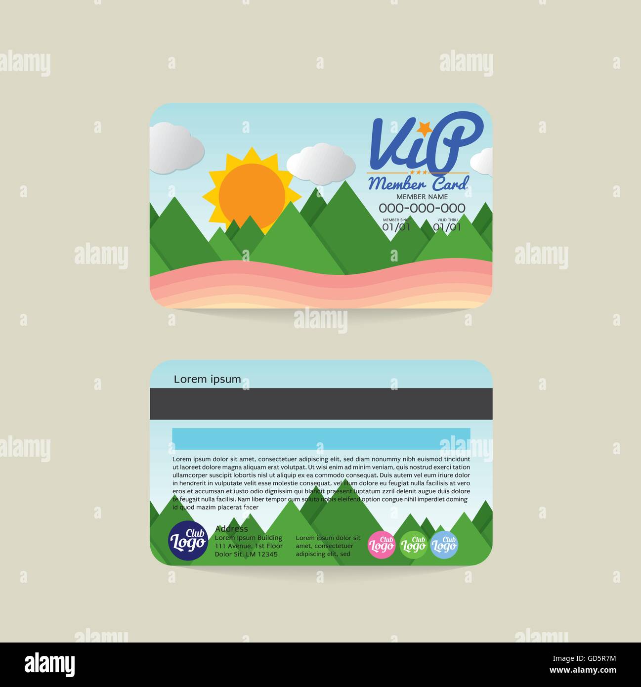 Front And Back VIP Member Card Template Natural Concept Vector ...