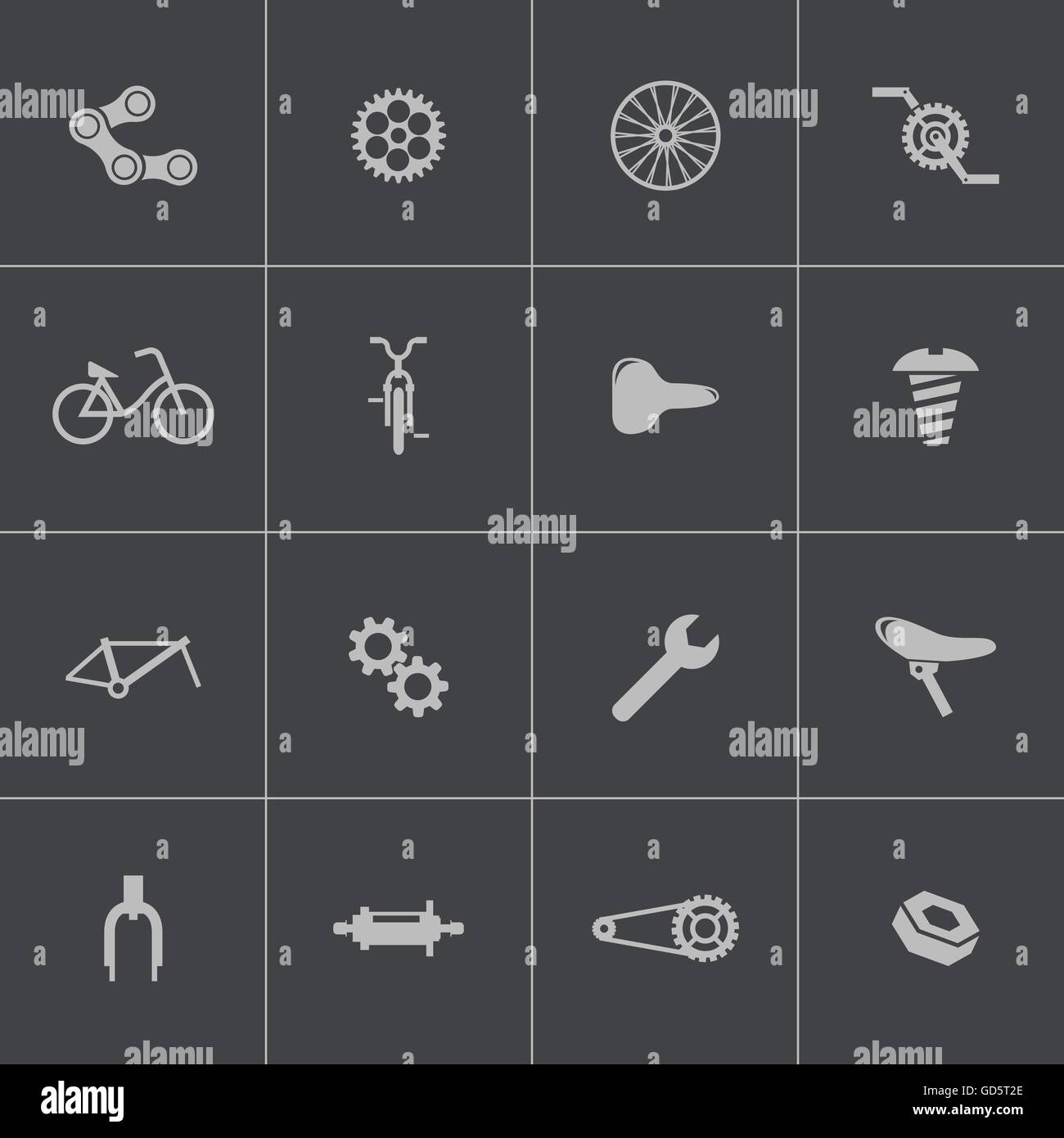 Vector black bicycle part icons set Stock Vector Image & Art - Alamy