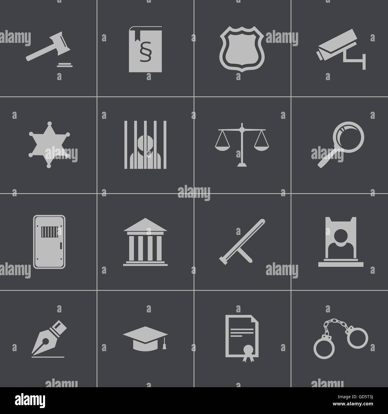 Vector black justice icons set Stock Vector Image & Art - Alamy