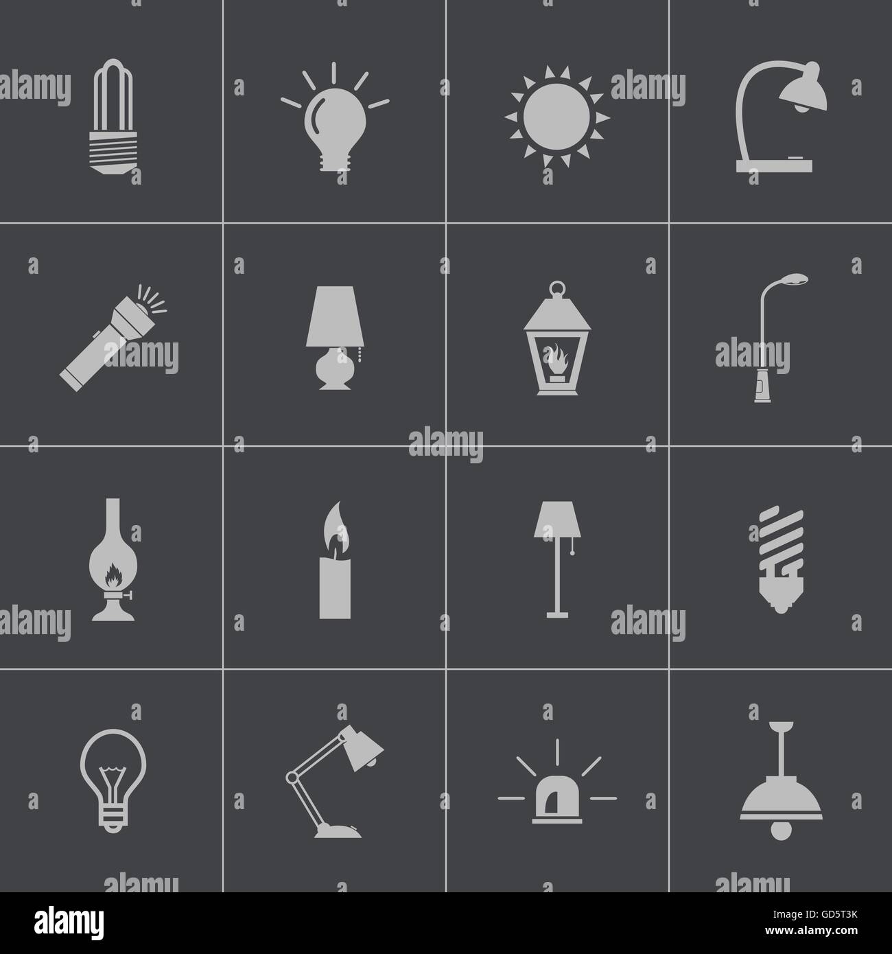 Vector black light icons set Stock Vector Image & Art - Alamy