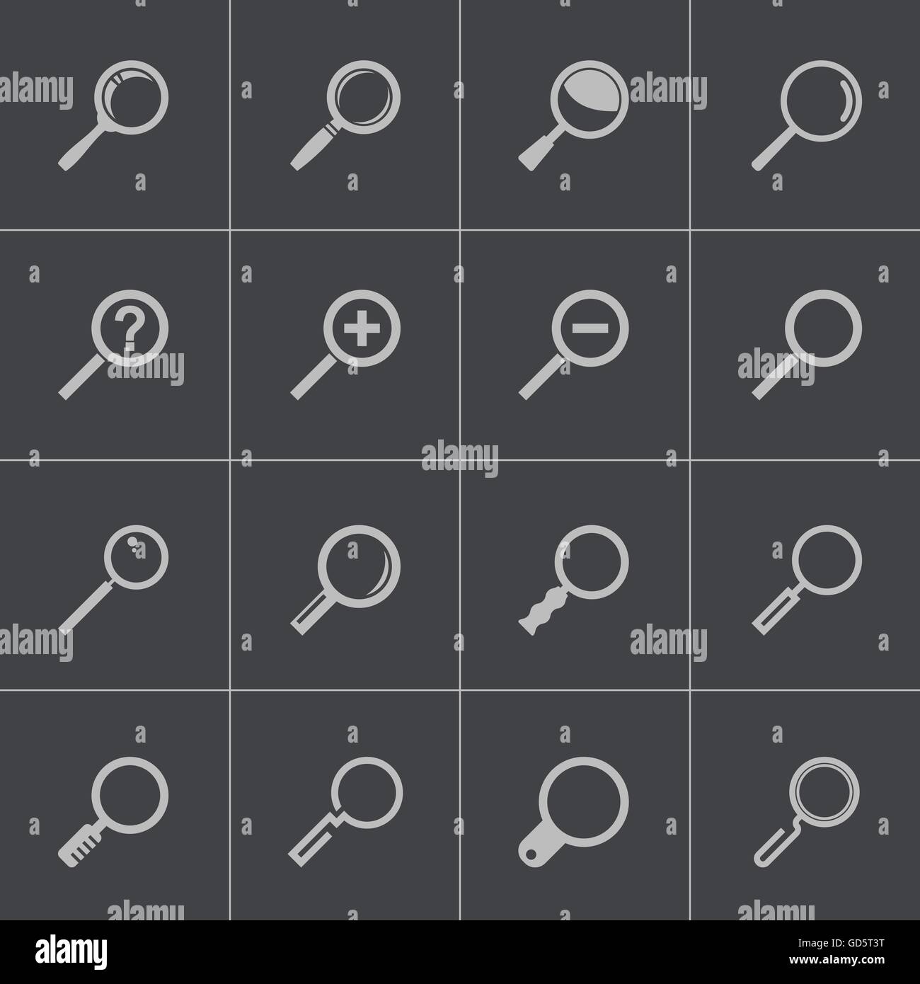 Vector Black Magnifying Glass Icons Set Stock Vector Image And Art Alamy