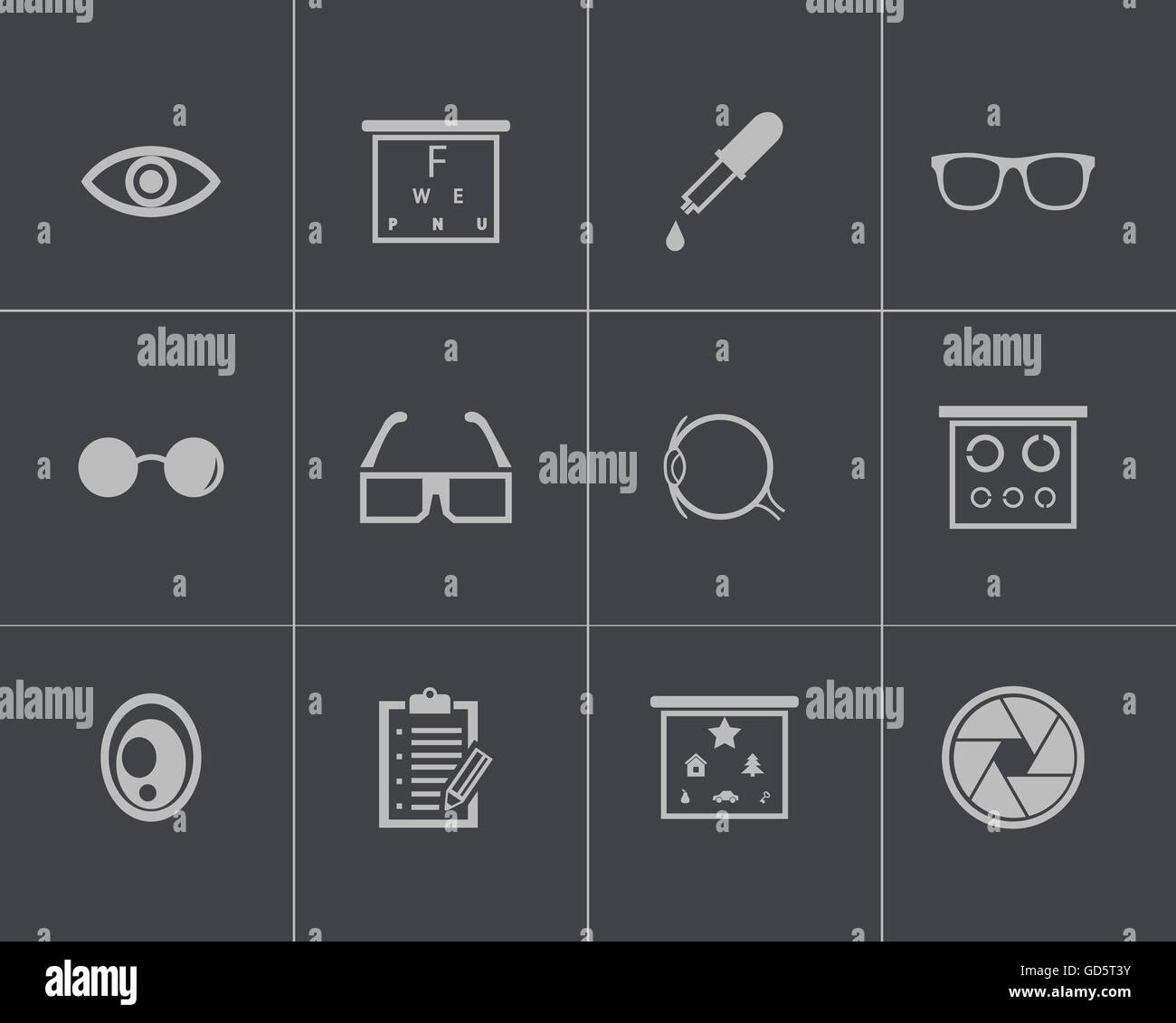 Vector black optometry icons set Stock Vector Image & Art - Alamy