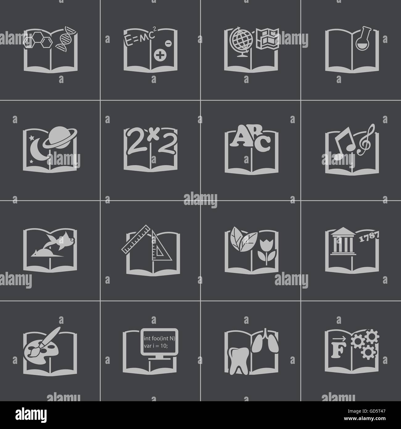 Vector black schoolbooks icon set Stock Vector Image & Art - Alamy