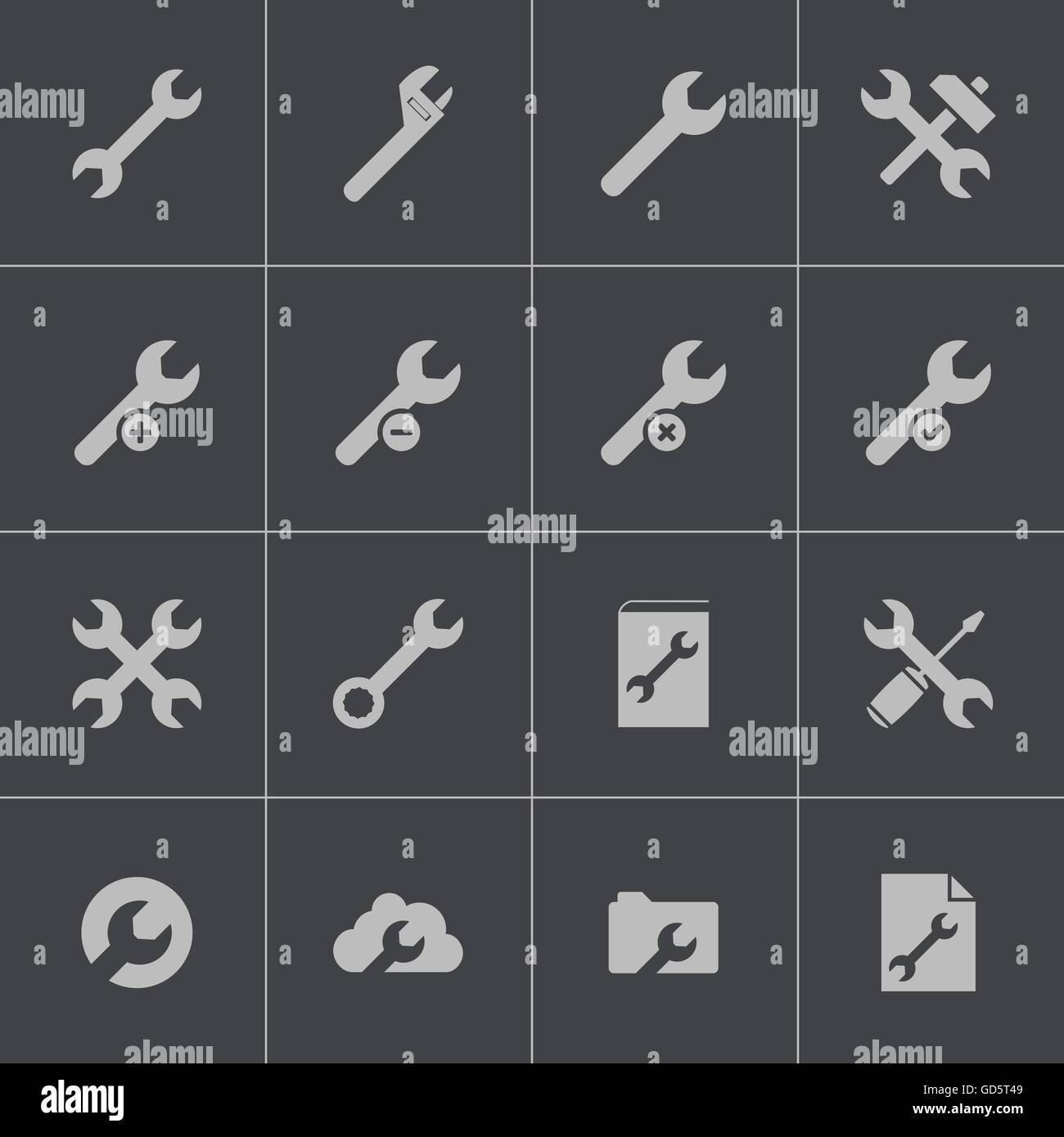Vector black settings wrench icons set Stock Vector Image & Art - Alamy