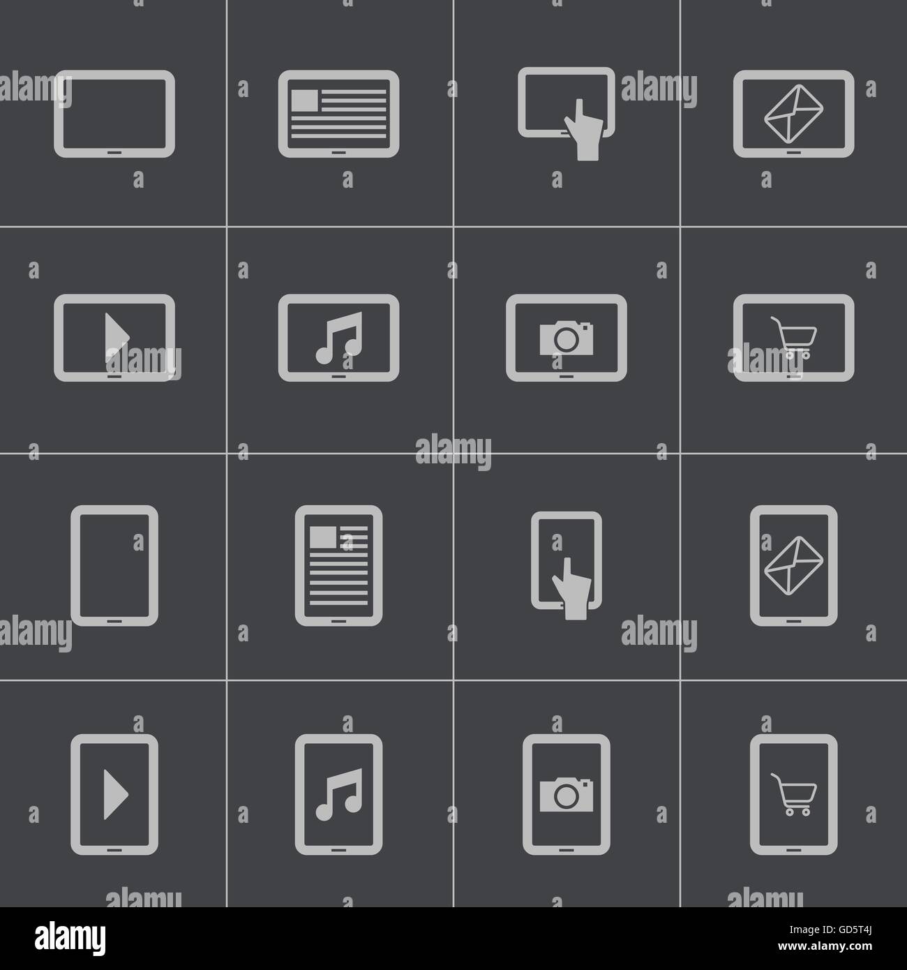 Vector black tablet icons set Stock Vector Image & Art - Alamy