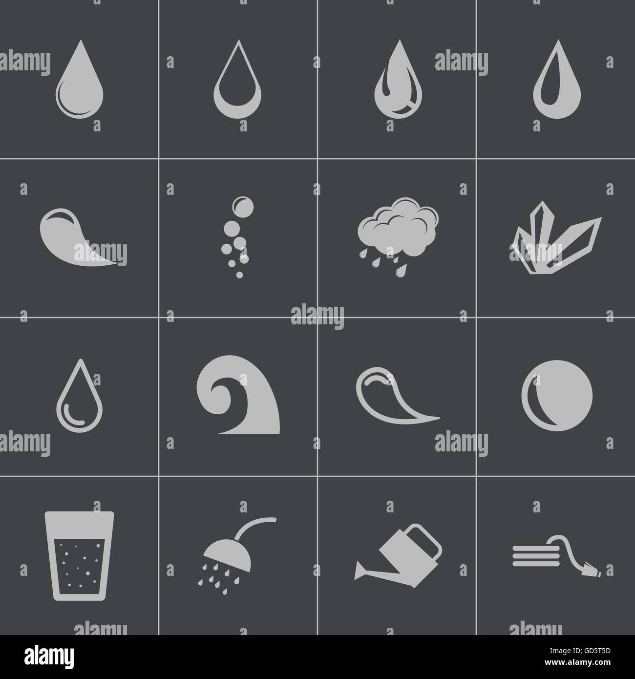 Vector black water icons set Stock Vector Image & Art - Alamy
