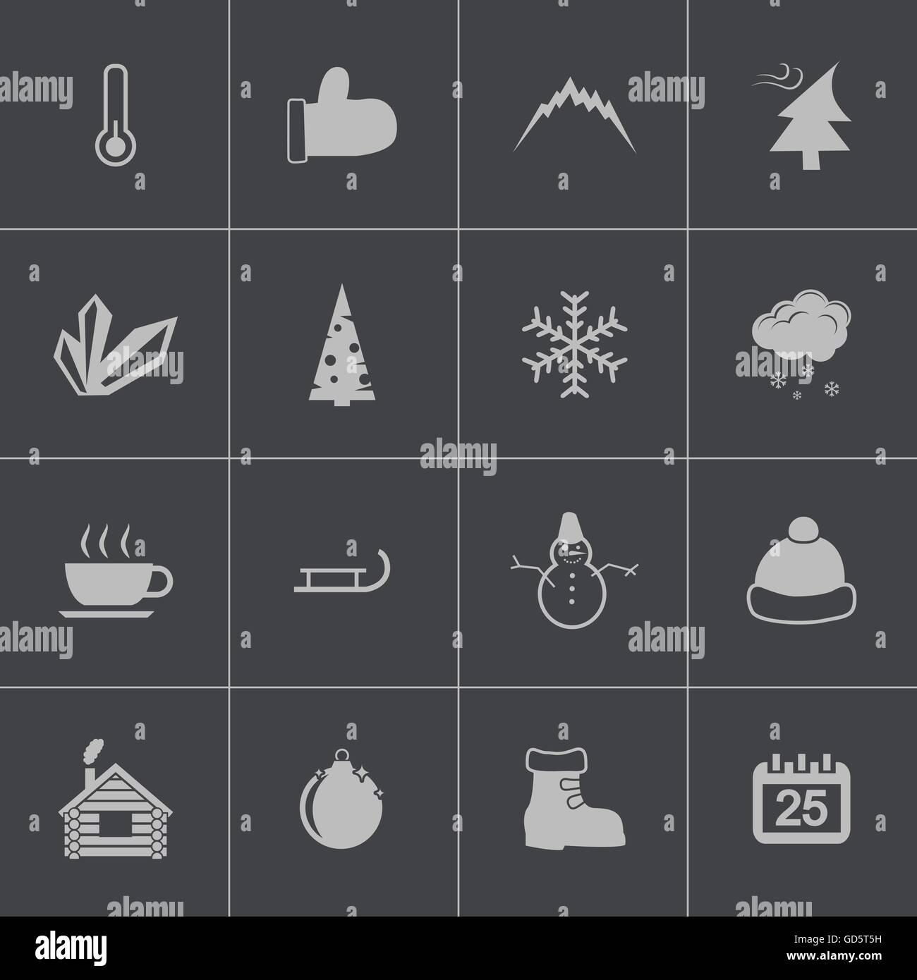 Vector black winter icons set Stock Vector Image & Art - Alamy