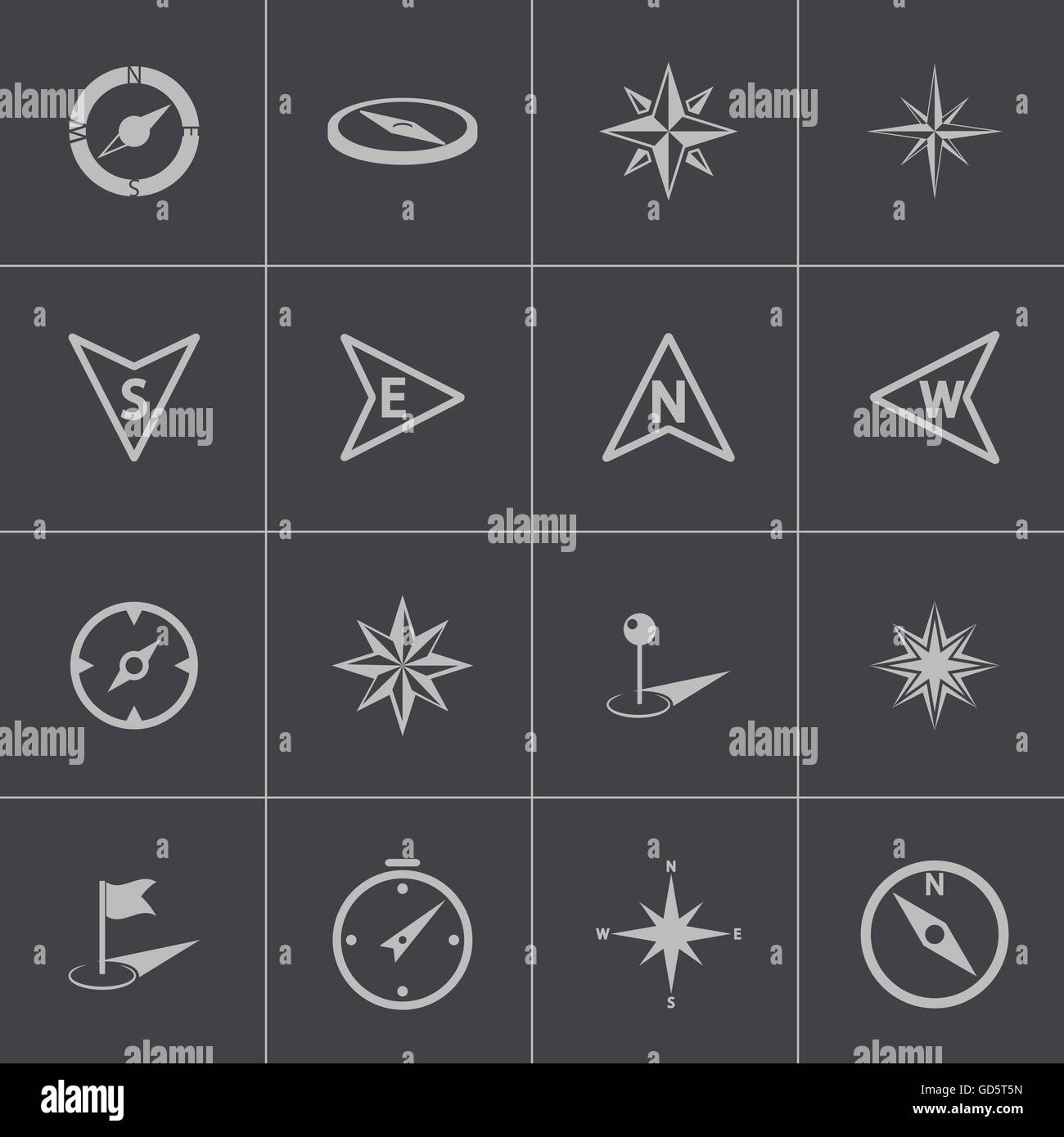 Vector black compass icons set Stock Vector Image & Art - Alamy