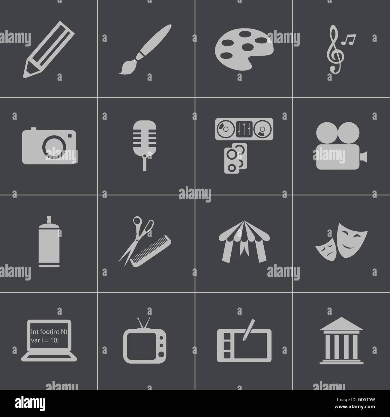 Vector black art icons set Stock Vector Image & Art - Alamy