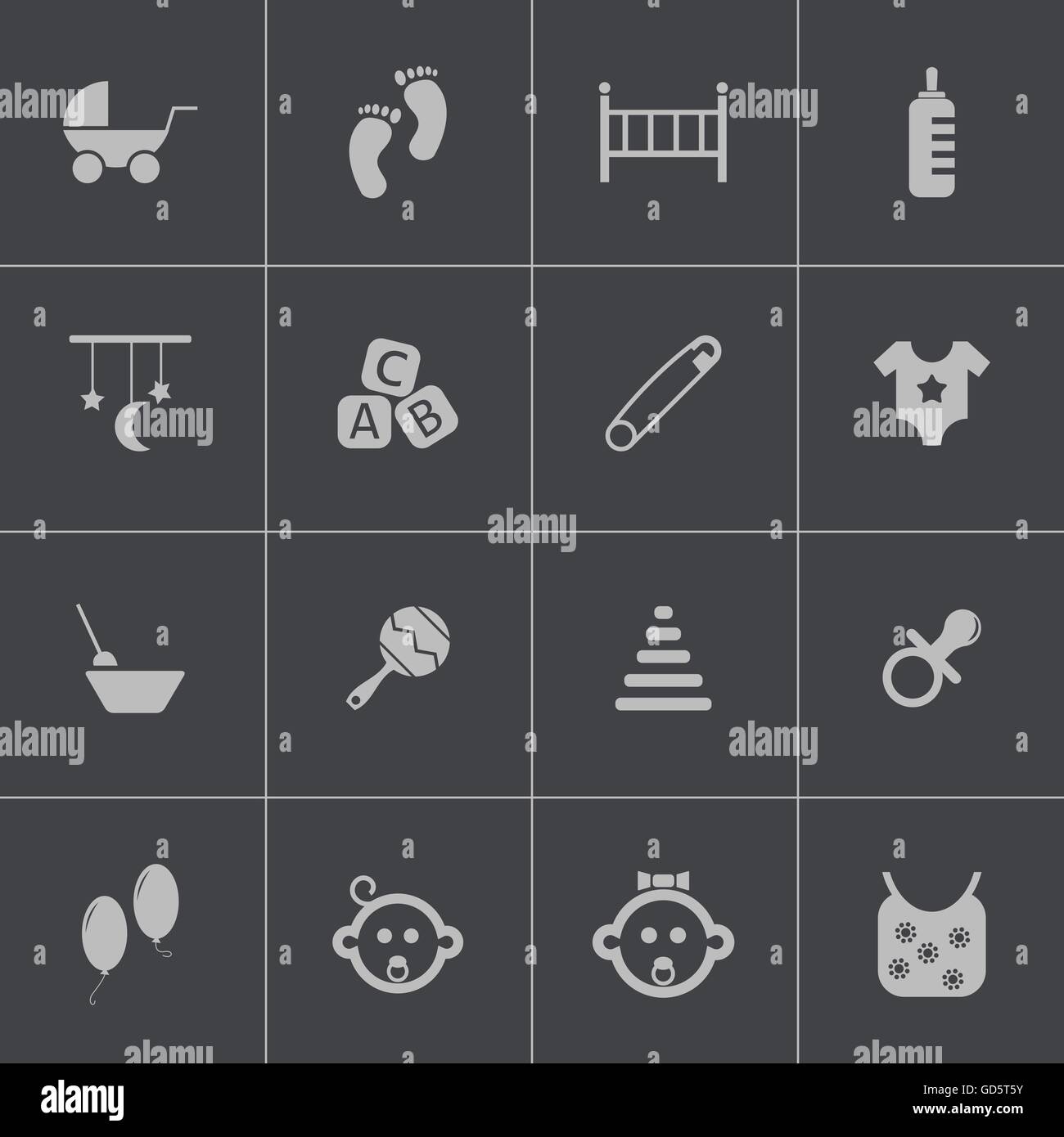 Vector black baby icons set Stock Vector Image & Art - Alamy